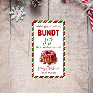 Editable Wishing You Nothing Bundt Joy, Coworker Gift Tags for ...