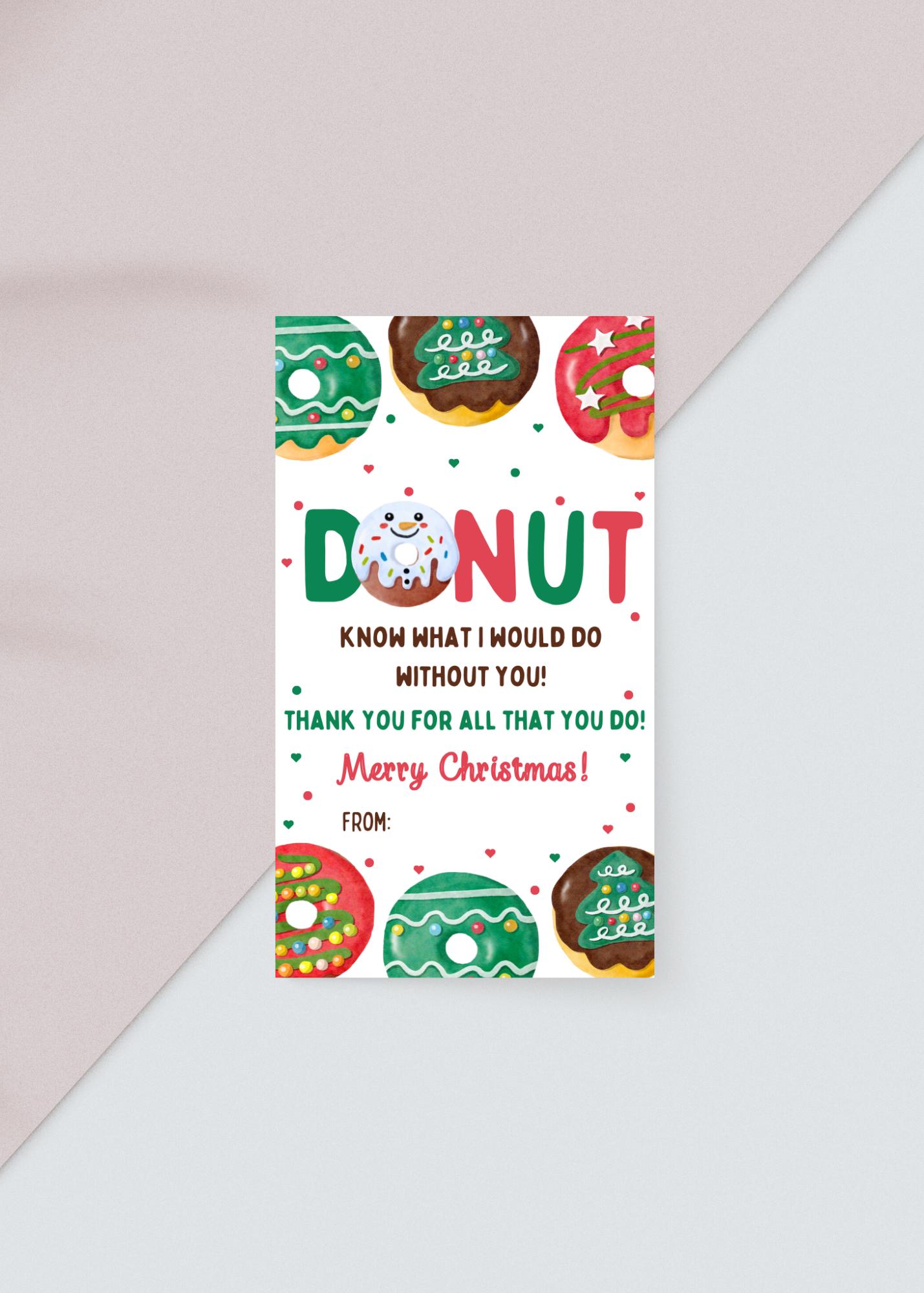 Christmas Donut Gift Tags Printable, Coworker, Staff Appreciation - Etsy