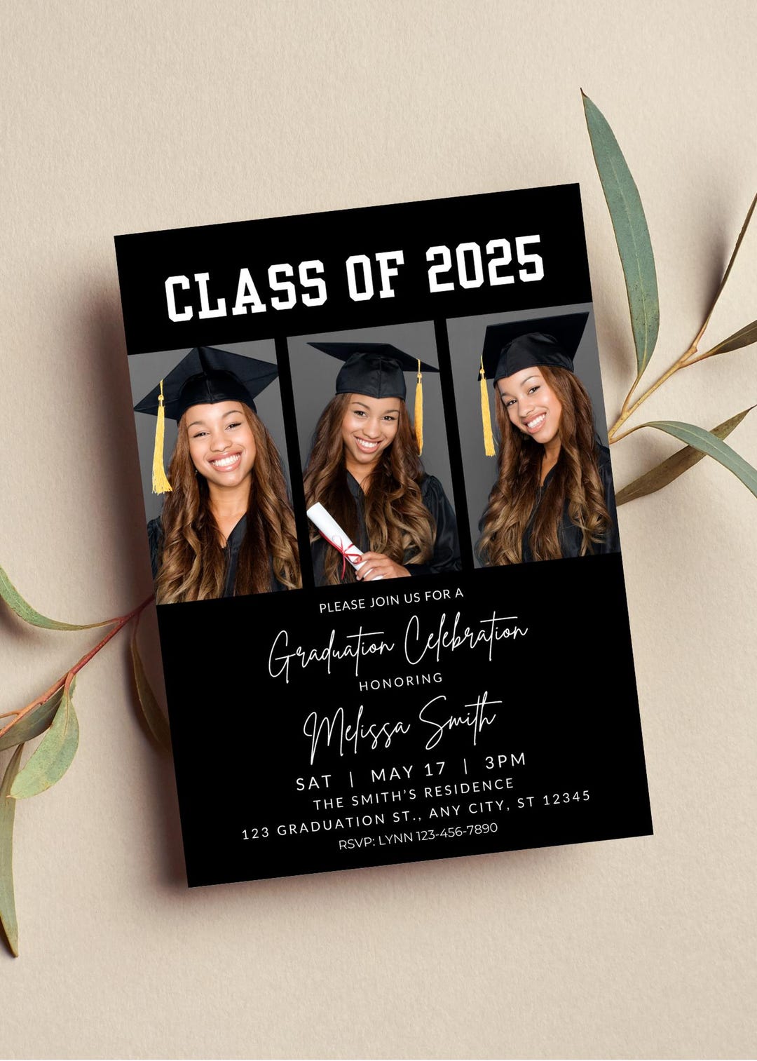 Editable Graduation Invitation With Photo, Graduation Announcement ...