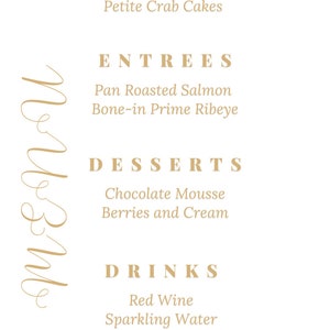Editable Menu Card Template, White and Gold Menu Cards, Birthday Dinner ...