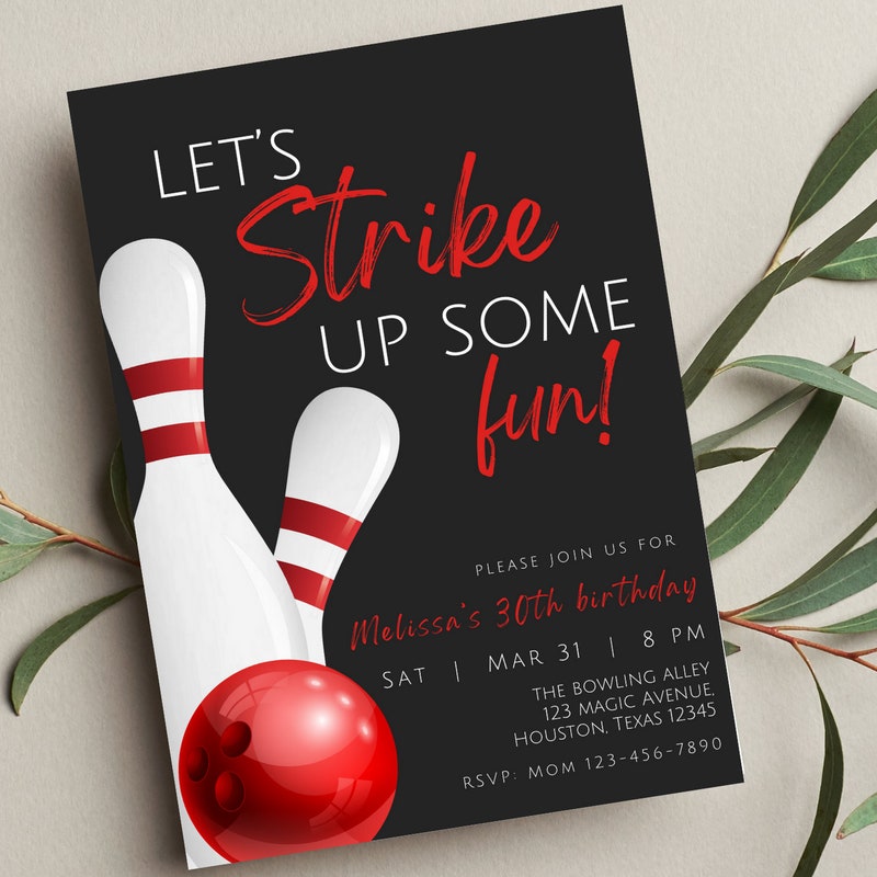 Bowling Invitations - Etsy
