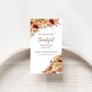 Editable Thanksgiving Tags so Very Thankful for Friends Like You Gift ...