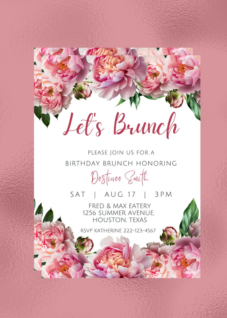 Editable Brunch Invitation, Let's Brunch, Birthday Brunch, Sunday ...