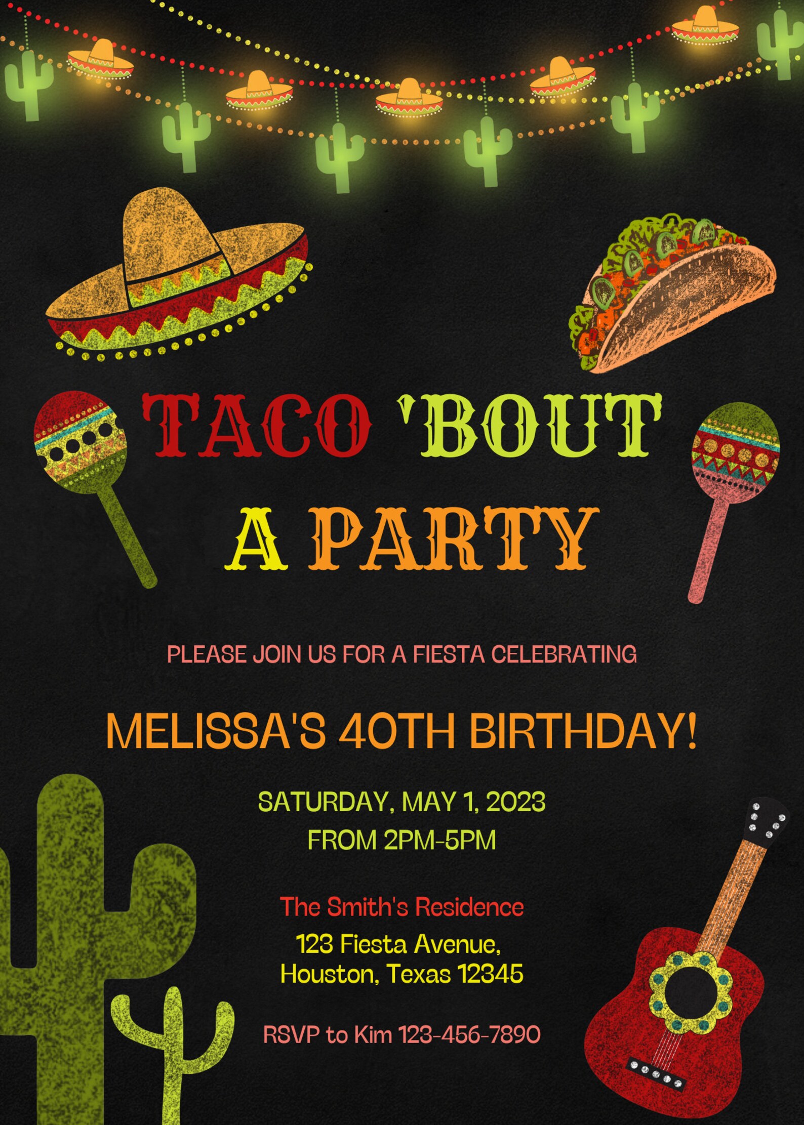Editable Taco 'bout a Party Invitation Fiesta Invitation - Etsy