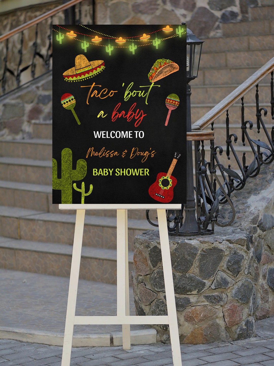 Editable Taco 'bout a Baby Welcome Sign, Baby Shower, Fiesta, Mexican ...