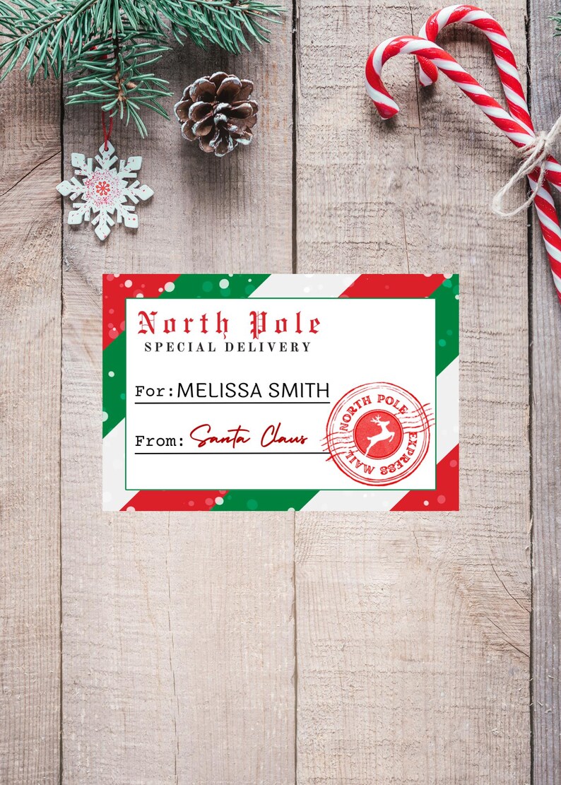 Printable North Pole Special Delivery From Santa Christmas Gift Tag ...