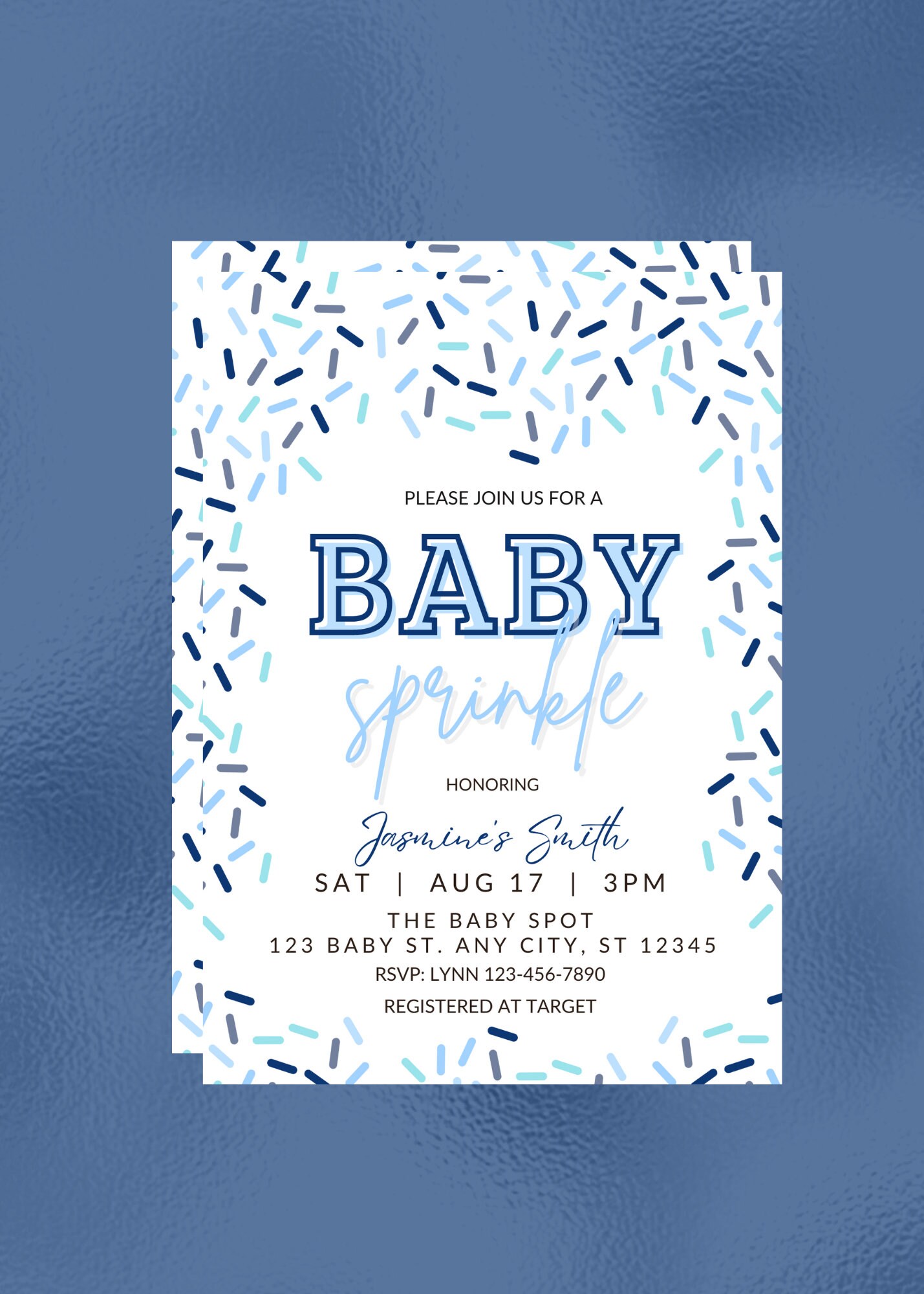 Editable Baby Sprinkle Invitation, Boy, Blue, Printable or Digital ...