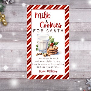Editable Milk and Cookies for Santa Tag, Instant Download, Printable ...