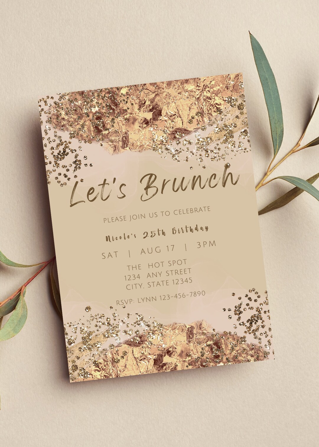 Editable Brunch Invitation, Let's Brunch, Birthday Brunch Invitation ...
