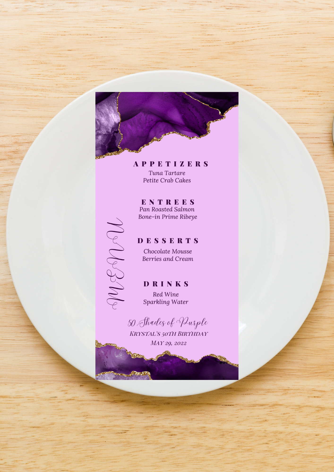 Purple Menu Cards With Scroll Template Creative Menu Layout Ideas For