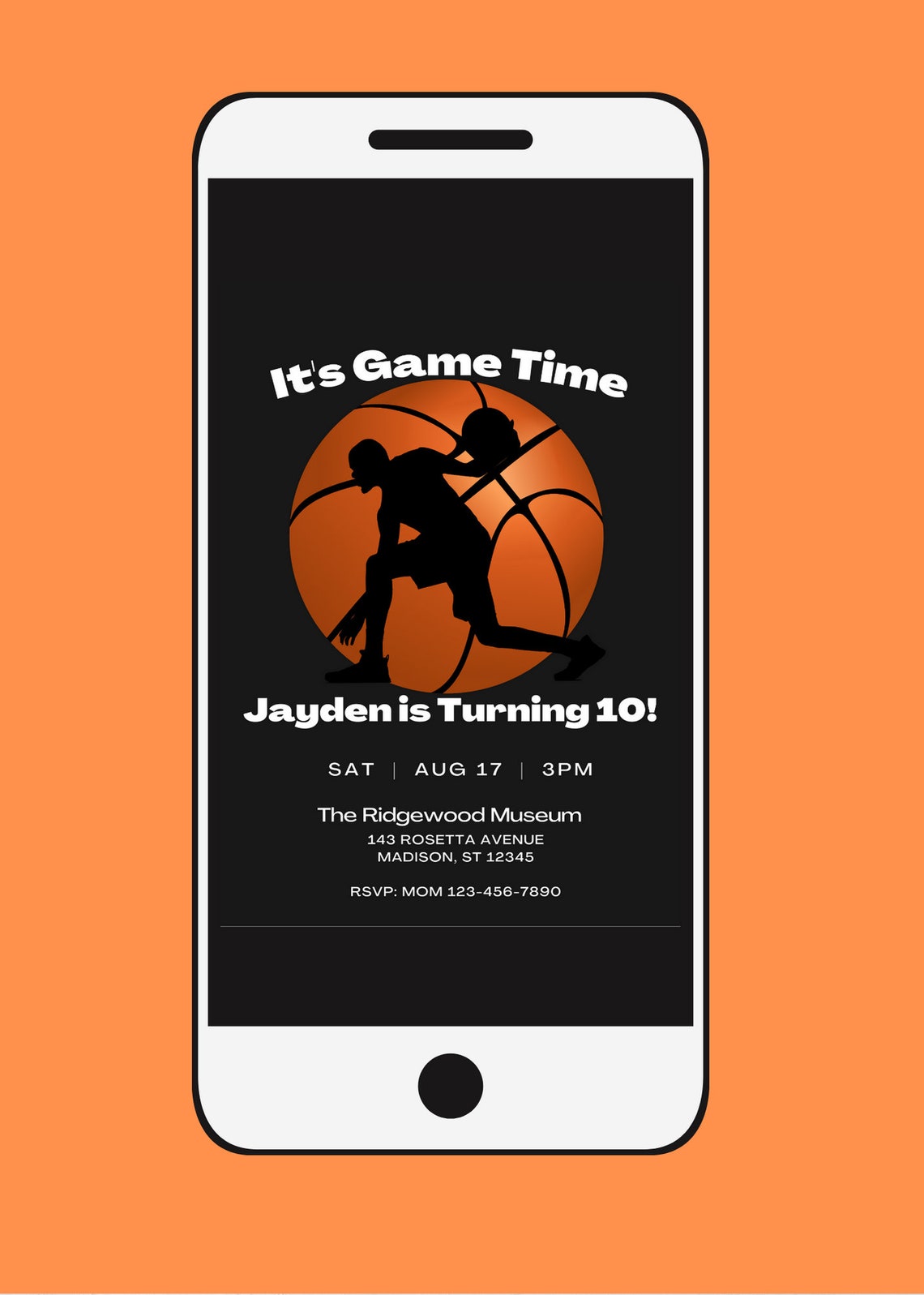 Editable Basketball Birthday Invitation, It's Game Time Basketball ...