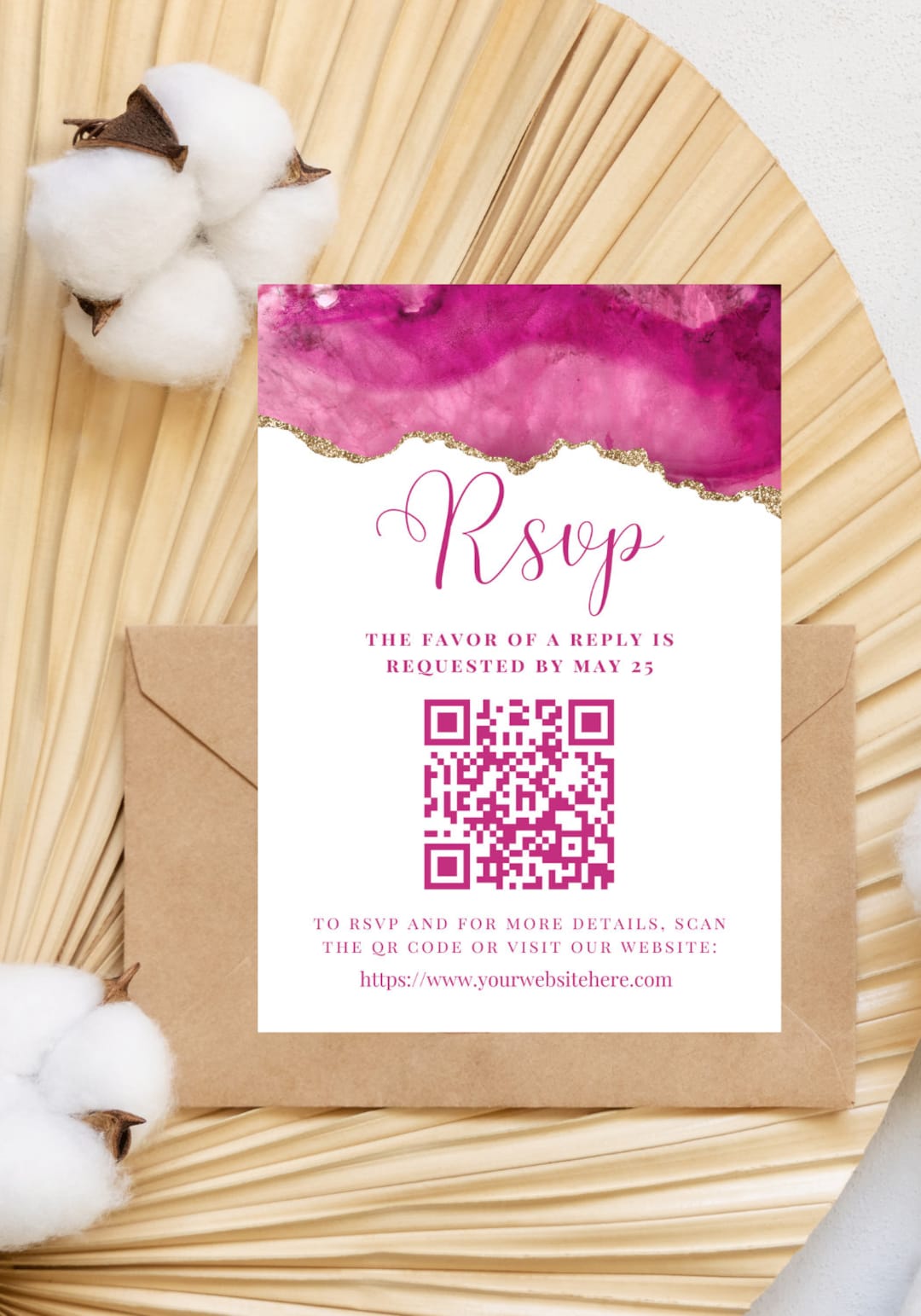 Editable RSVP Card With QR Code, Invitation Insert, Enclosure Card ...