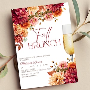 Editable Fall Brunch Invitation, Bridal Shower, Birthday Brunch, Autumn ...