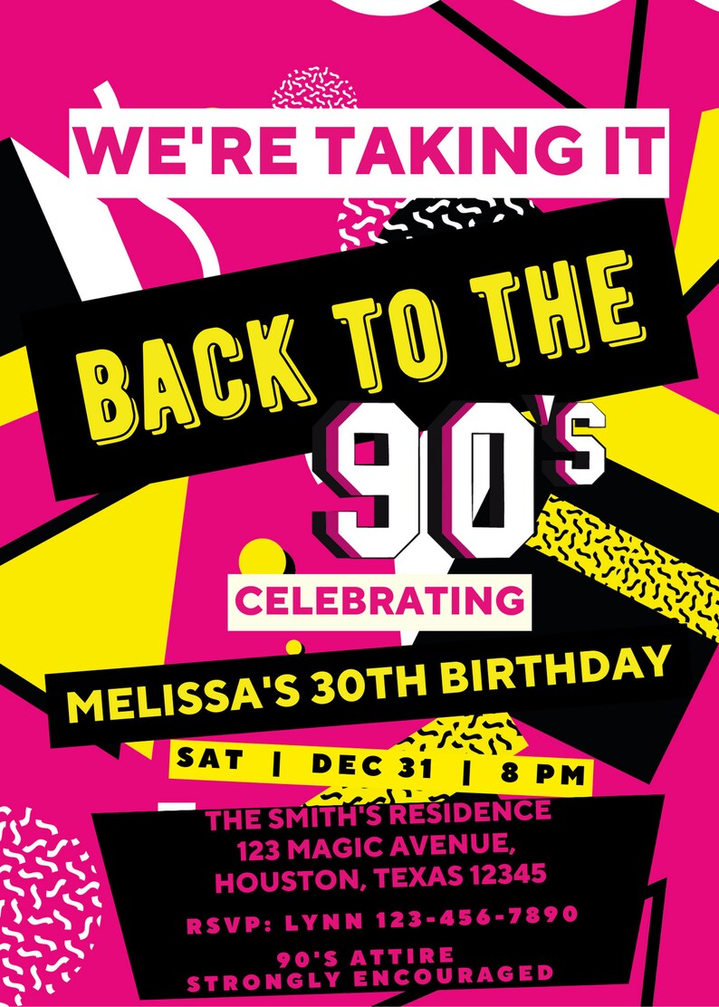 Editable 90s Party Invitation Back to the 90s Throwback - Etsy