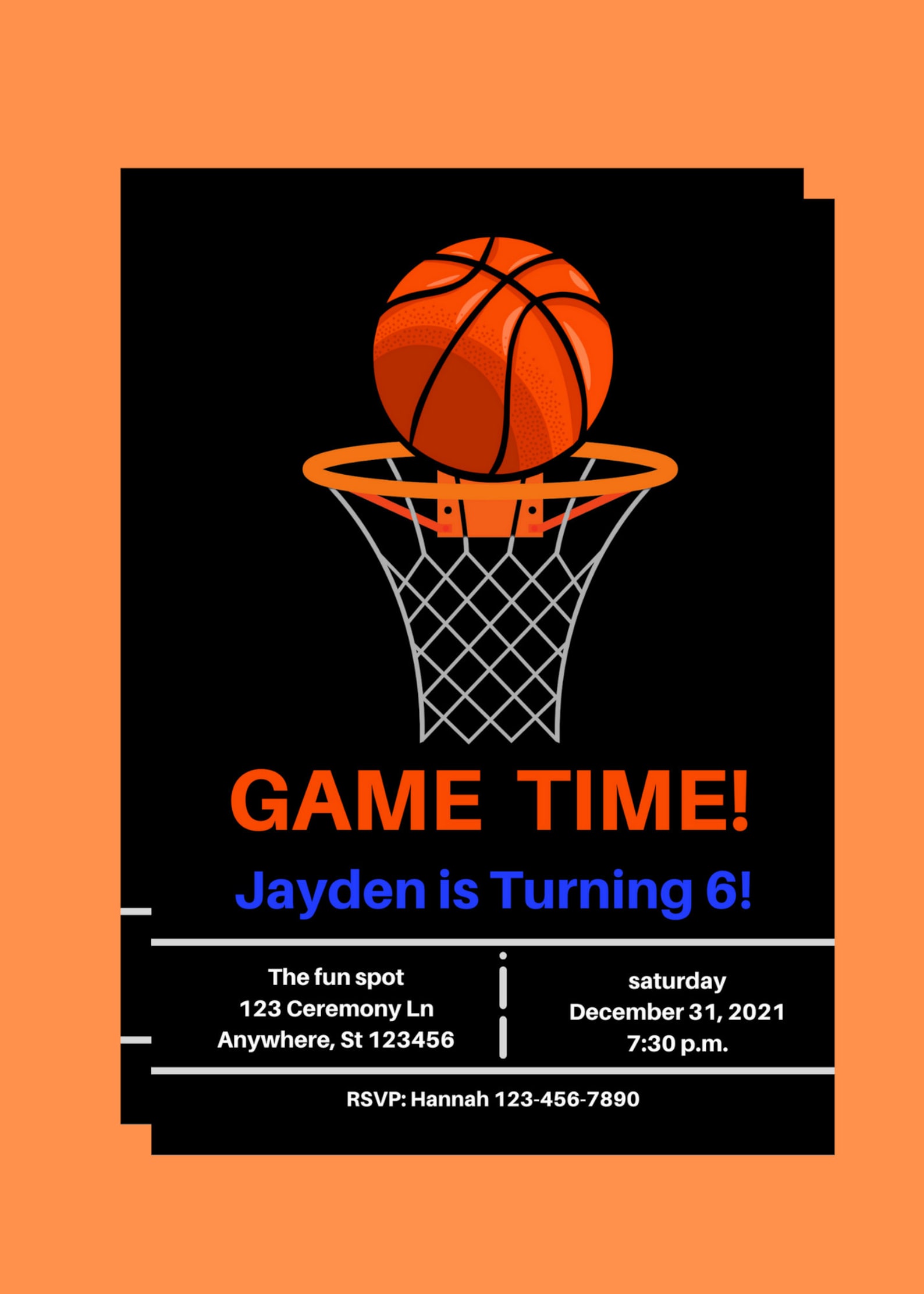 Editable Basketball Birthday Invitation Game Time Basketball - Etsy