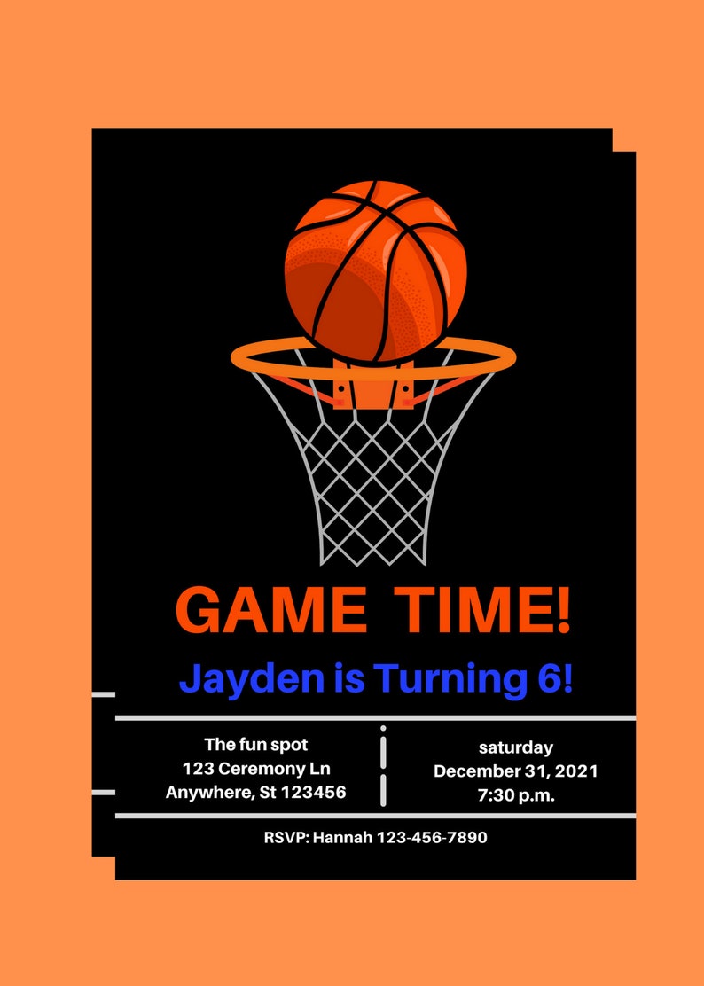 Editable Basketball Birthday Invitation, Game Time Basketball Invite ...