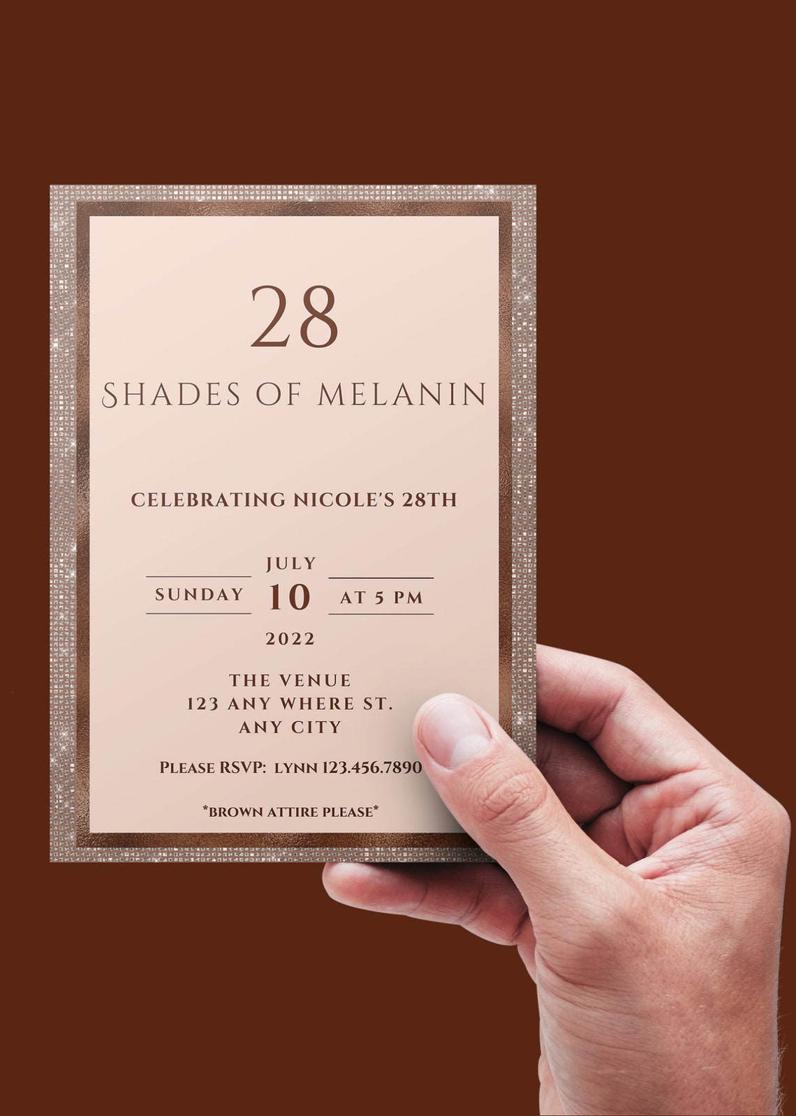 Editable Shades of Melanin Invitation, Brown Invitation, Printable or ...