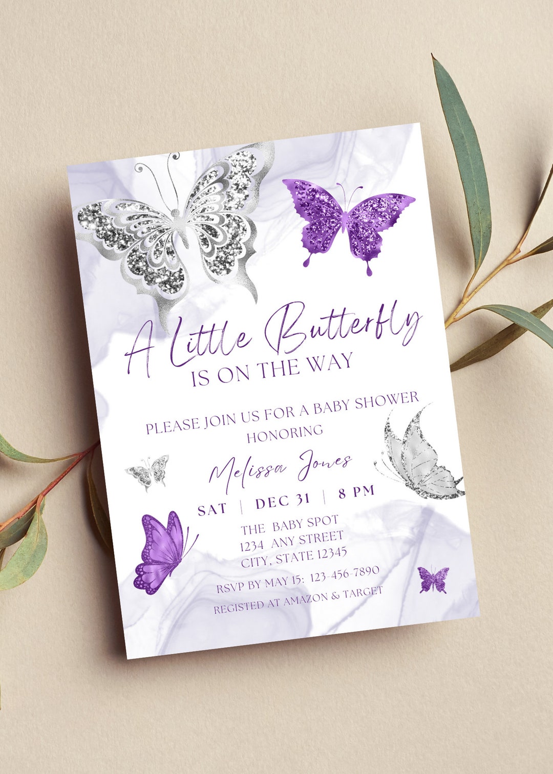 Editable Butterfly Baby Shower Invitation, A Little Butterfly is on the ...