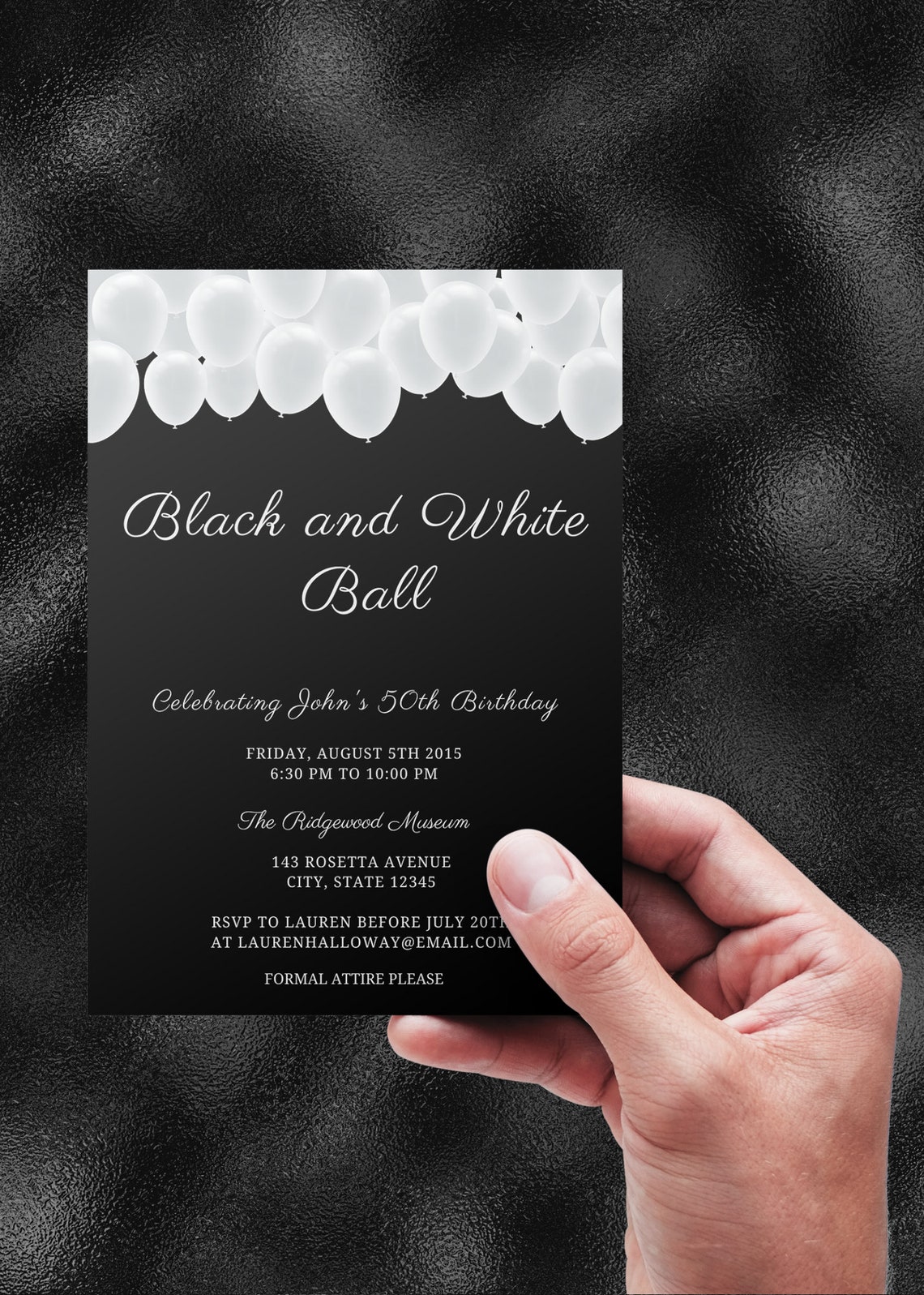 Editable Black and White Ball Invitation Black and White - Etsy