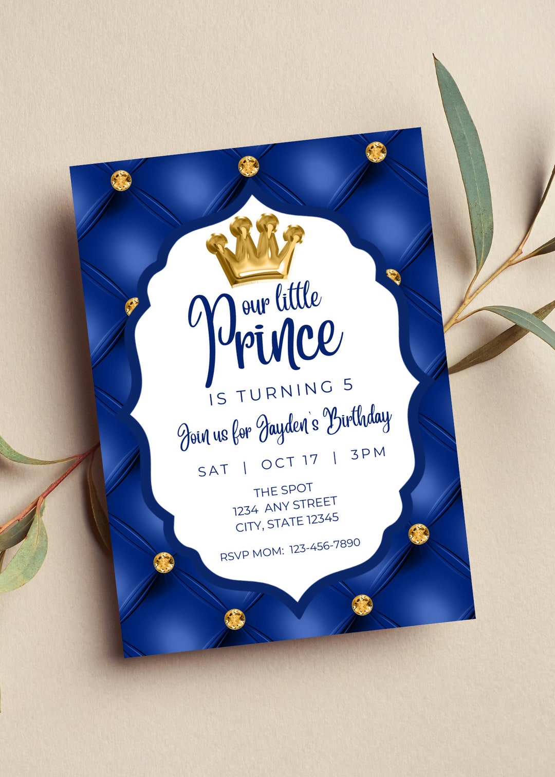Editable Prince Birthday Invitation, Our Little Prince, Prince Party ...
