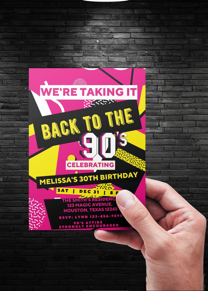 Editable 90s Party Invitation Back to the 90s Throwback - Etsy