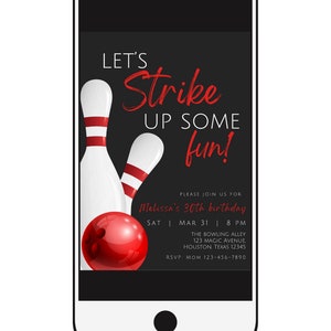 Editable Bowling Invitation, Let's Strike up Some Fun, Birthday Bowling ...