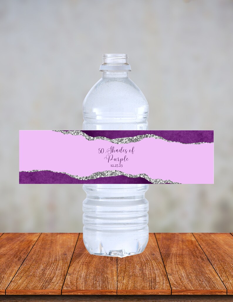 Editable Shades of Purple Water Bottle Label Template Purple - Etsy