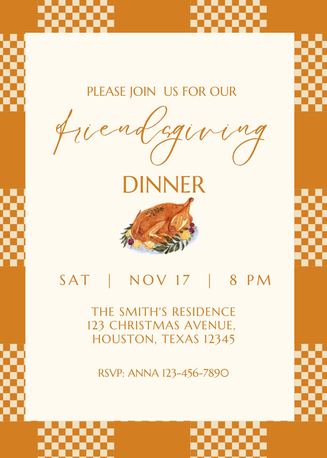 Editable Friendsgiving Dinner Invitation Thanksgiving Dinner - Etsy