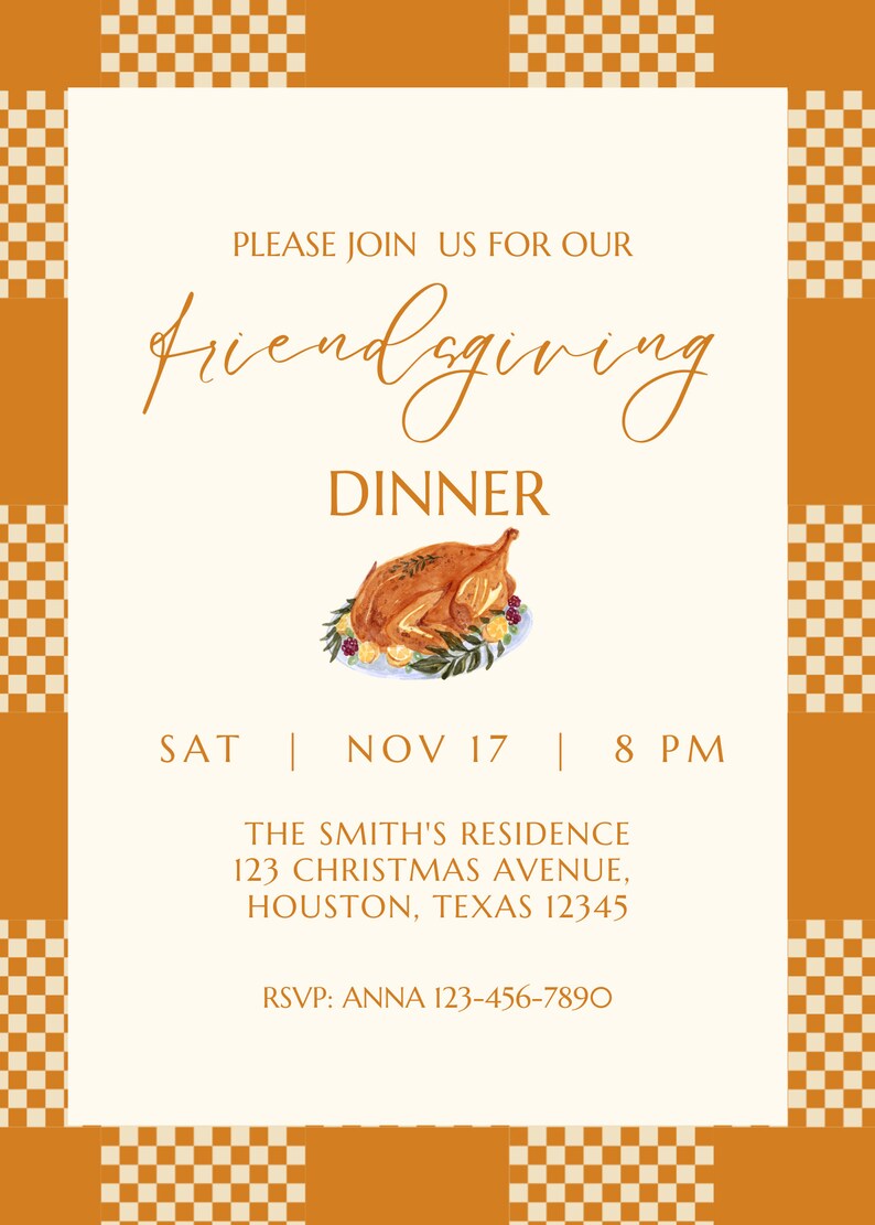 Editable Friendsgiving Dinner Invitation Thanksgiving Dinner - Etsy