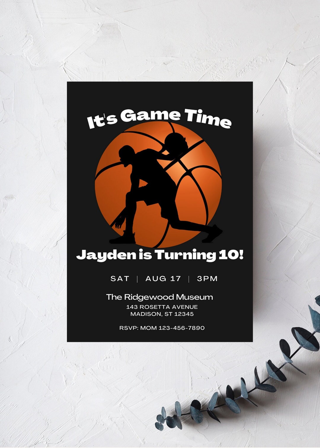 Editable Basketball Birthday Invitation, It's Game Time Basketball ...