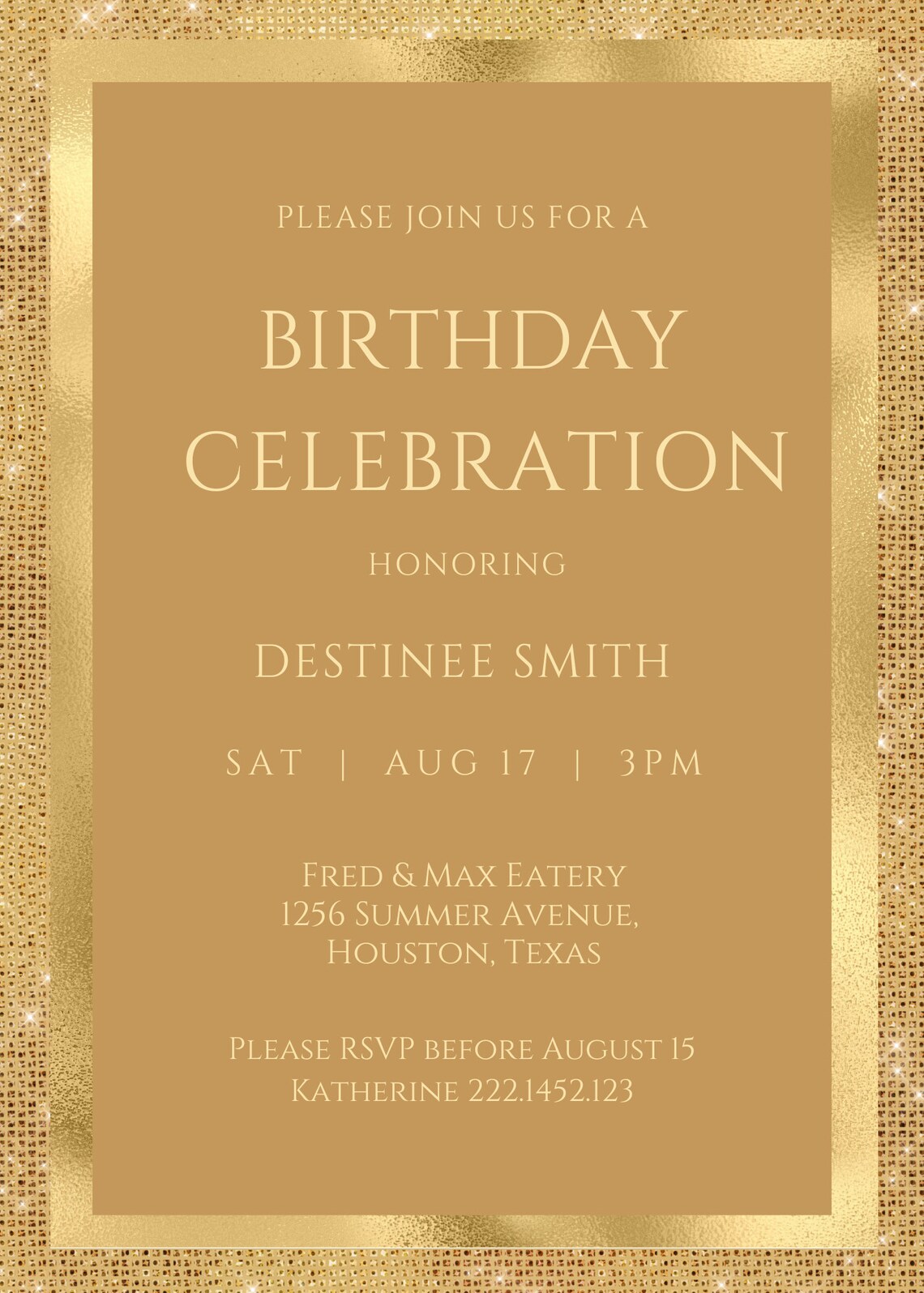 Editable Gold Birthday Celebration Invitation Gold - Etsy