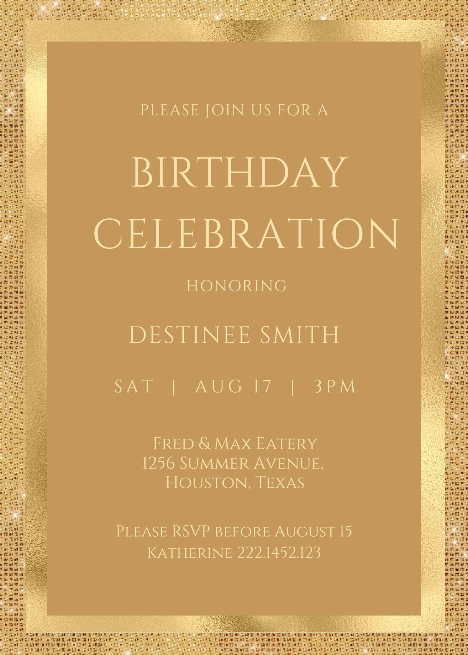 Editable Gold Birthday Celebration Invitation Gold - Etsy