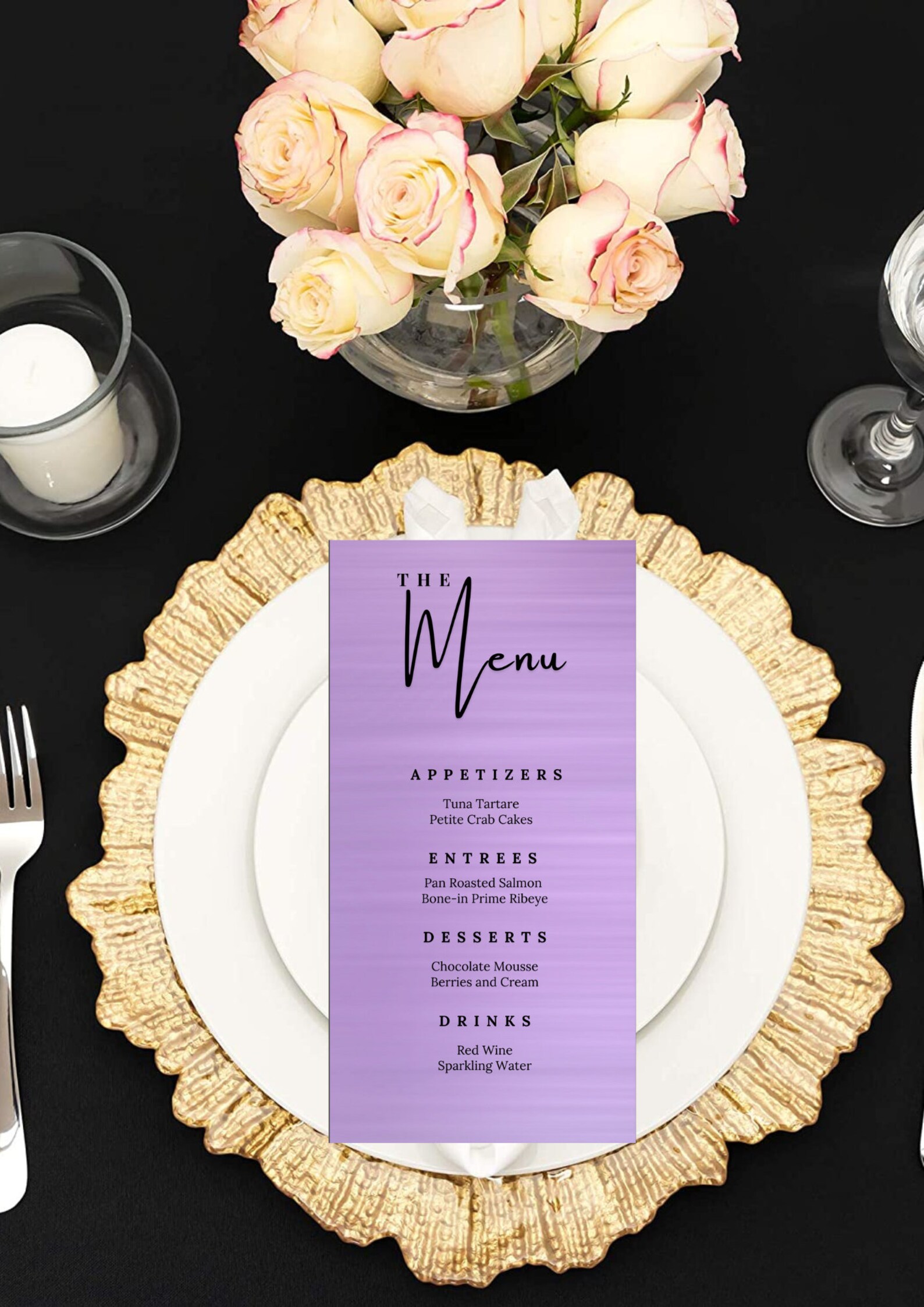 Editable Purple Menu Card Template Minimalist Menu Card - Etsy