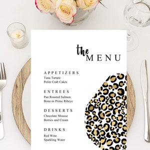 Editable Leopard Print Menu Card Template Animal Print Menu - Etsy