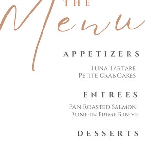Editable Menu Card Template, Boho Menu Cards, Pampas Grass, Birthday ...