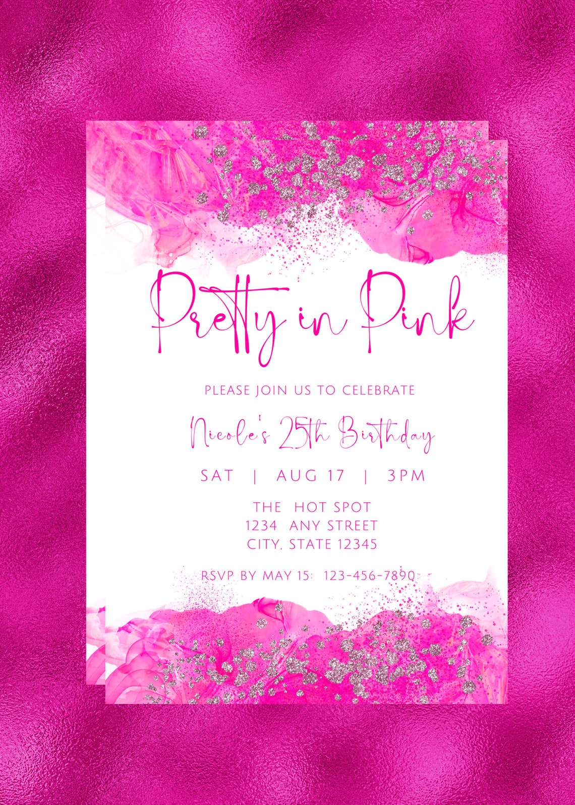 Editable Pretty in Pink Invitation Pink and White Invitation - Etsy