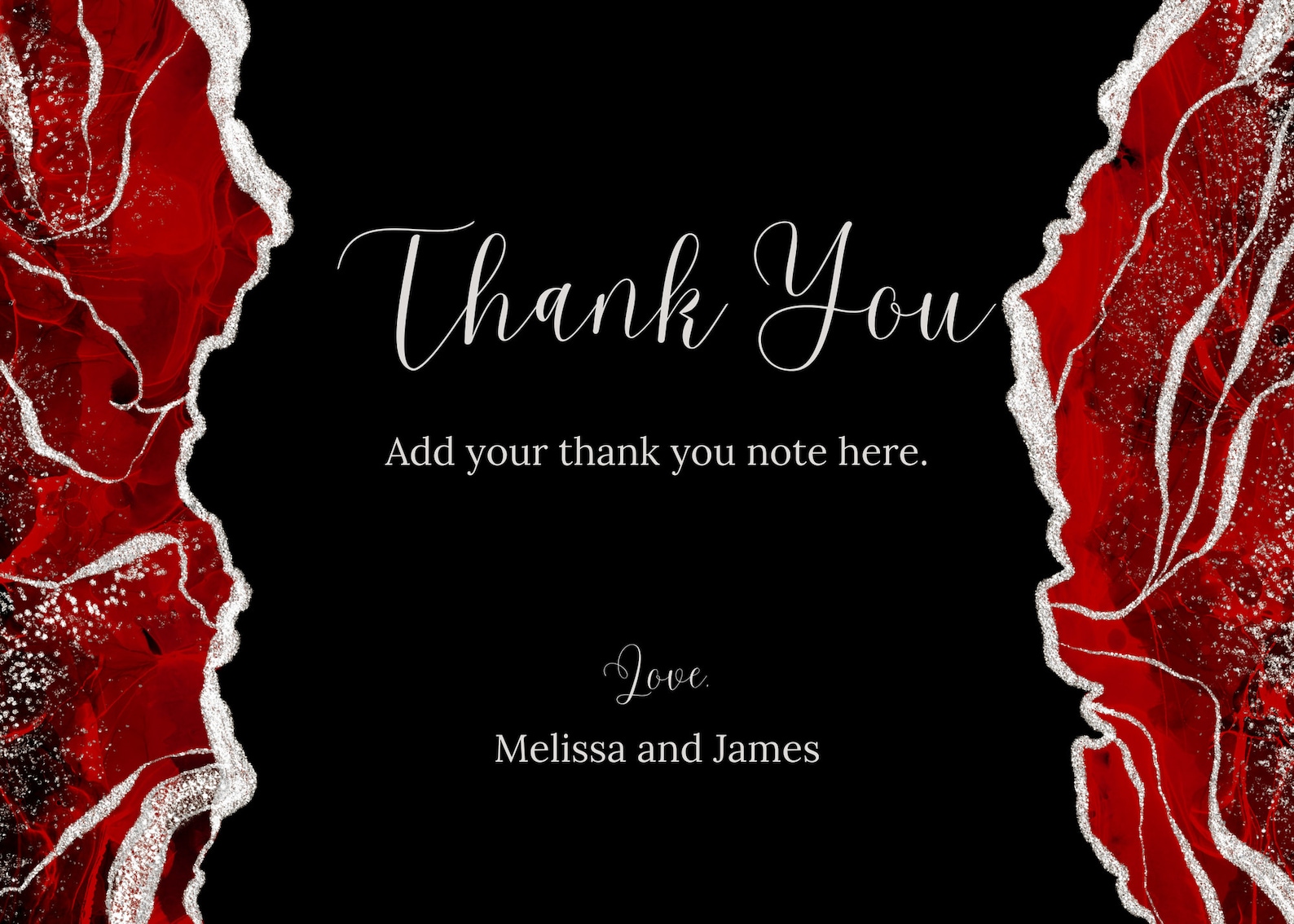 Printable Thank You Card Editable Red and Black Thank You - Etsy