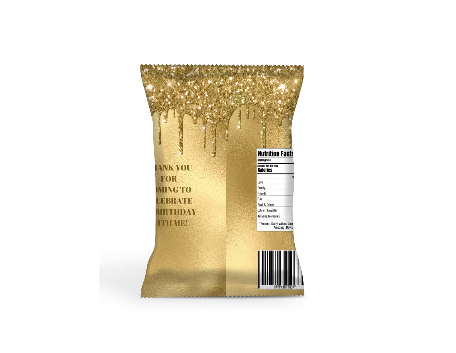 Editable Birthday Chip Bag, Gold Chip Bag, Party Decor, Party Favor ...