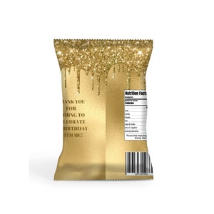 Editable Birthday Chip Bag, Gold Chip Bag, Party Decor, Party Favor ...