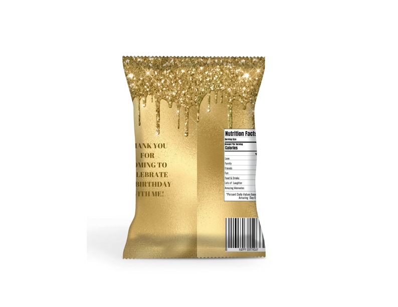 Editable Birthday Chip Bag, Gold Chip Bag, Party Decor, Party Favor ...