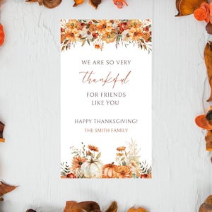 Editable Thanksgiving Tags so Very Thankful for Friends Like You Gift ...