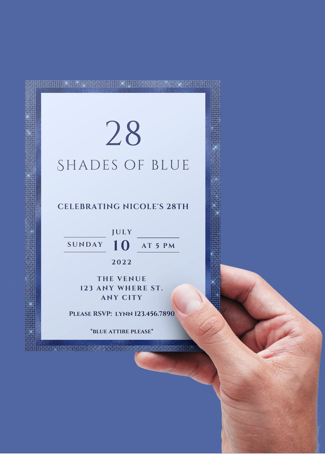 Editable Shades of Blue Invitation Blue Birthday Invitation - Etsy