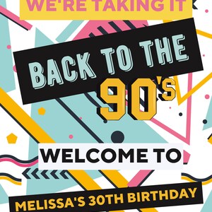 Editable 90s Party Welcome Sign, Back to the 90s, Throwback Party ...