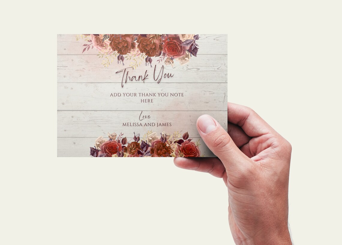 Editable Fall Flower Thank You Card Autumn Thank You Note - Etsy