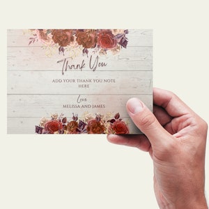 Editable Fall Flower Thank You Card, Autumn Thank You Note, Any ...