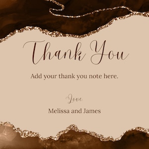 Printable Thank You Card, Editable Brown and Gold Thank You Note, Brown ...