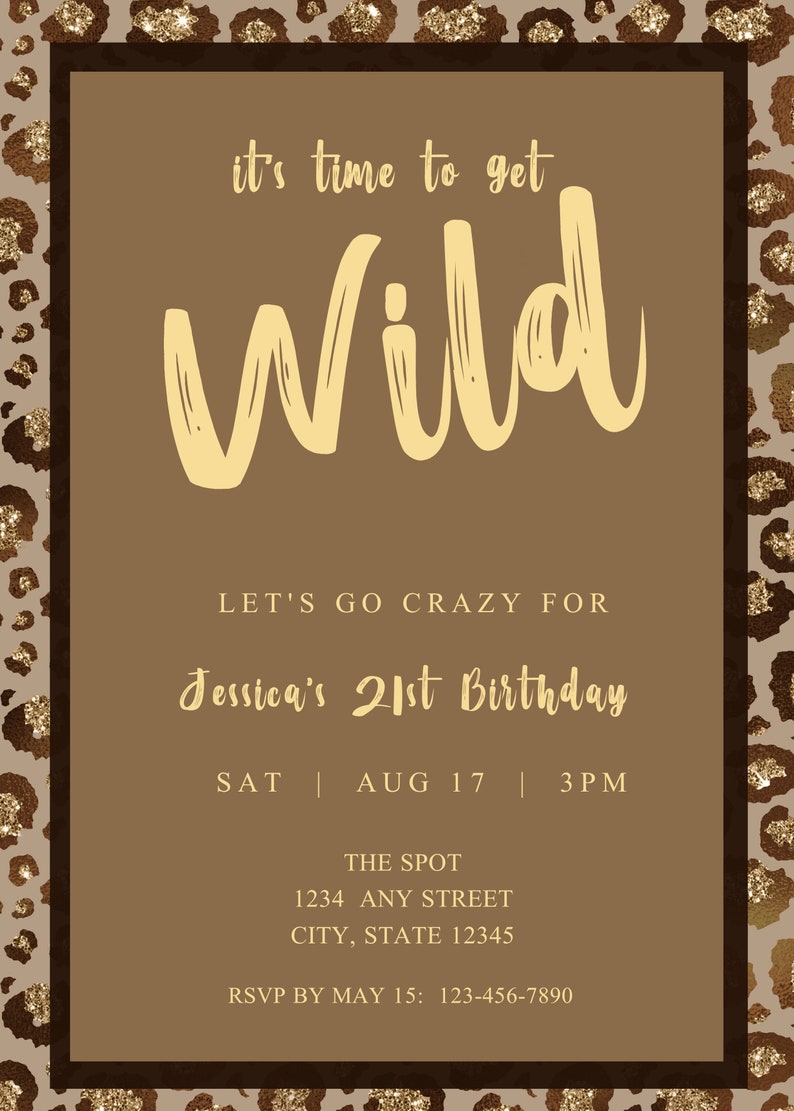 Editable Time to Get Wild Invitation Leopard Print Birthday - Etsy
