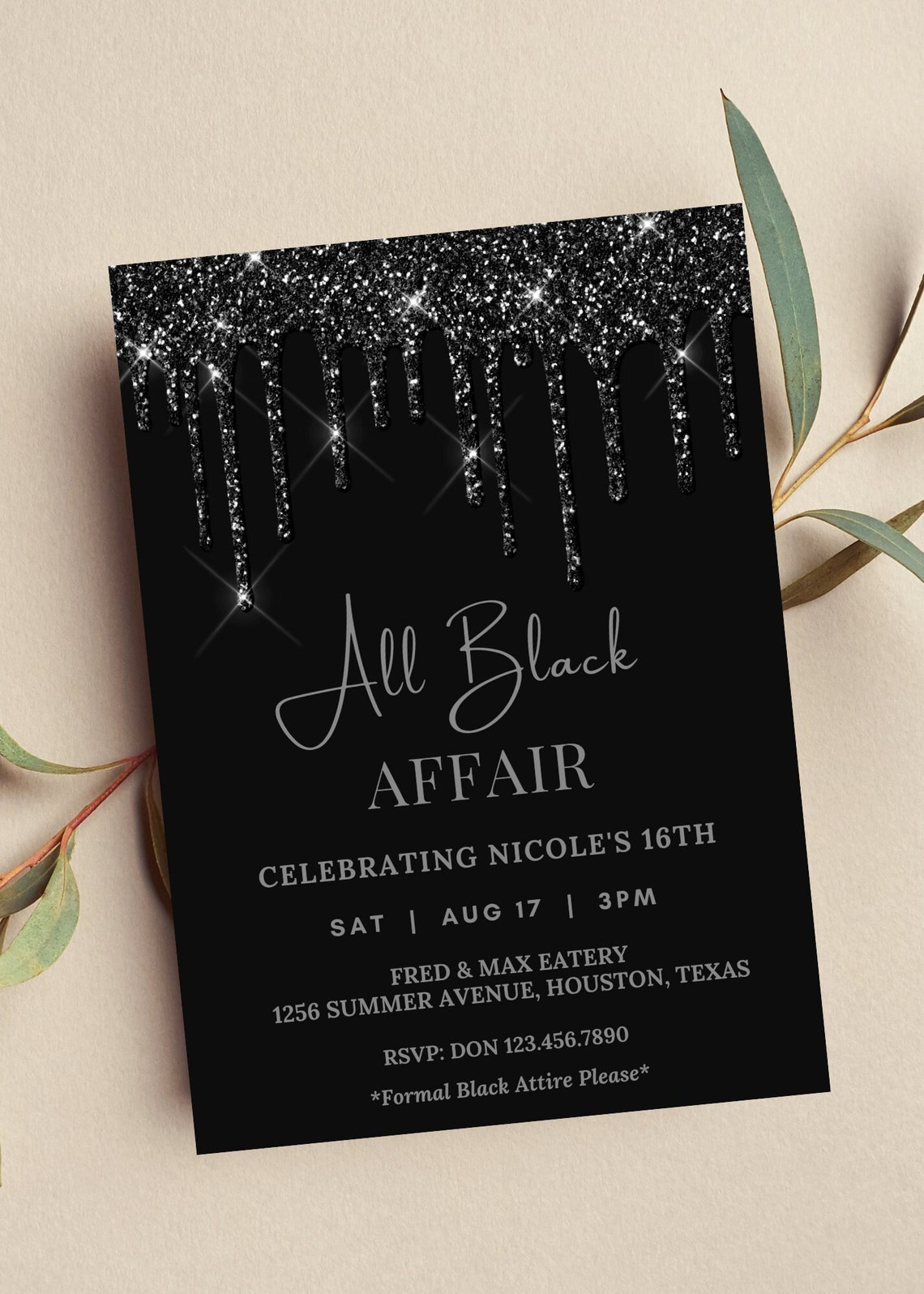 Editable All Black Affair Invitation All Black Party - Etsy