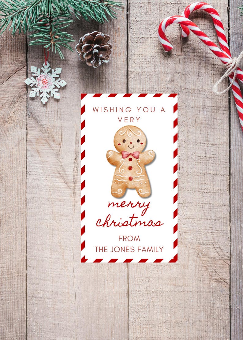 Editable Gingerbread Man Gift Tag, Printable Christmas Treat Tags ...