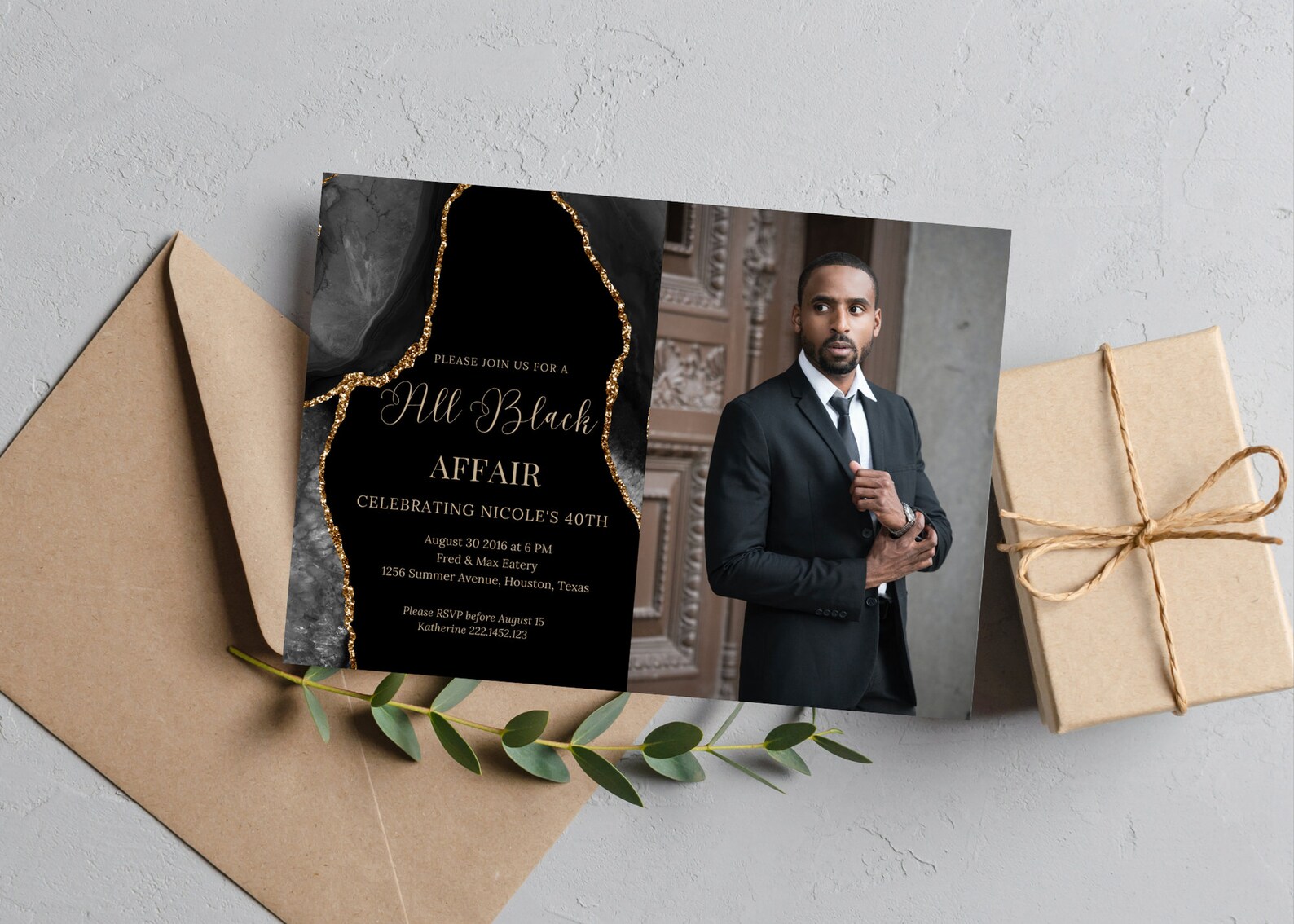 Editable All Black Party Invitation With Picture All Black - Etsy
